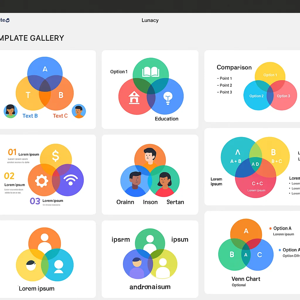 Free Blank Venn Diagram 3 Circles | Create & Print with Lunacy