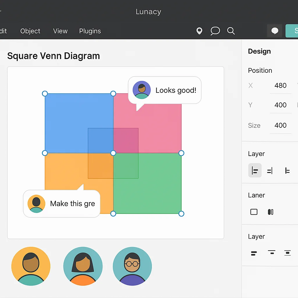 Square Venn Diagram | Create Custom Venn Diagrams with Lunacy