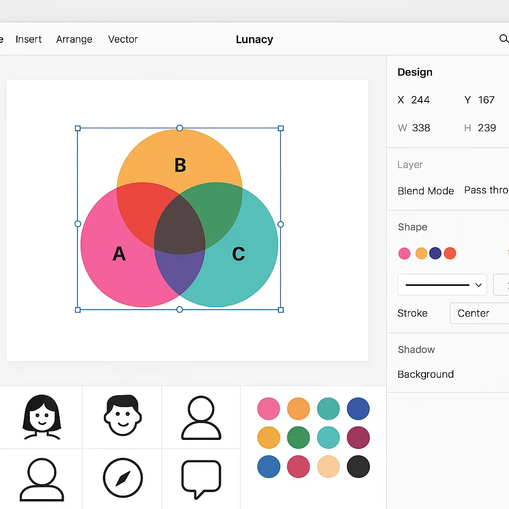Free Blank Venn Diagram Creator | Design Venn Diagrams with Lunacy